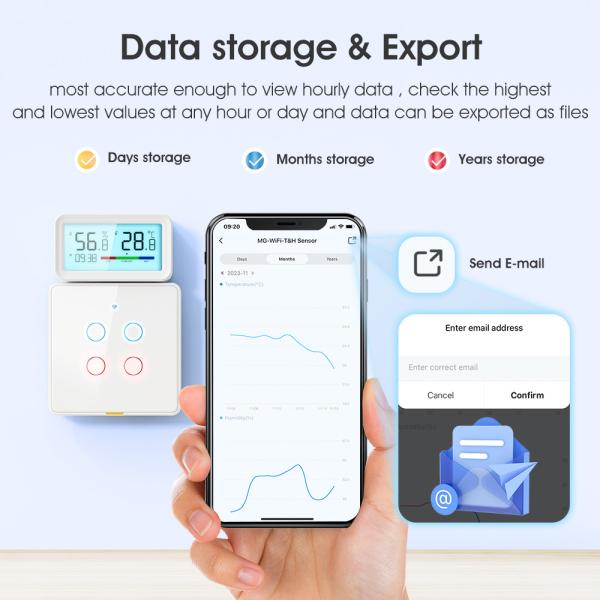 Quality Wifi Indoor Hygrometer Thermometer Sensor With Backlight Remote App Voice Alexa for sale