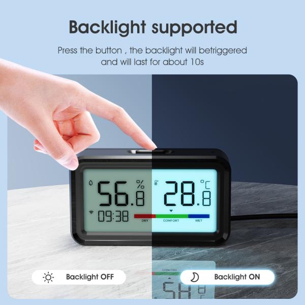 Quality Wifi Indoor Hygrometer Thermometer Sensor With Backlight Remote App Voice Alexa for sale