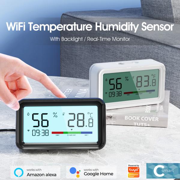 Quality Wifi Indoor Hygrometer Thermometer Sensor With Backlight Remote App Voice Alexa for sale