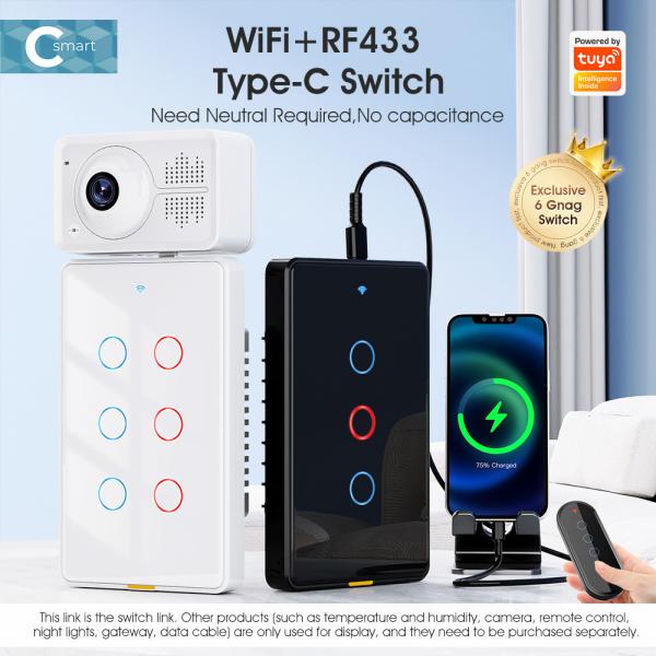 Quality Tuya Wifi switch Type C Timing Voice App Alexa Google Home Smart Home Wireless for sale