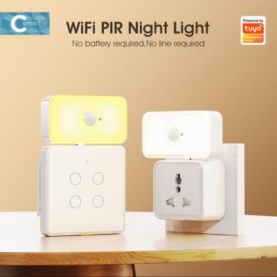China Tuya motion sensor LED PIR WiFi Human Body Motion Sensing Warm White Dual-Color Type c Night Light Sensor for sale