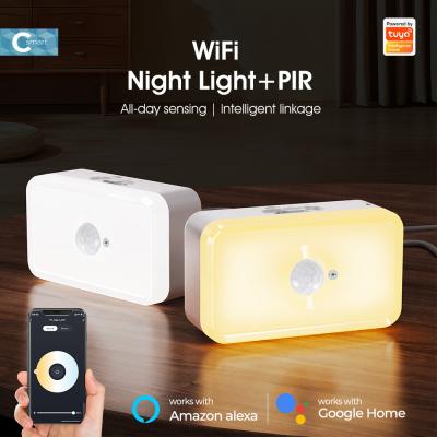 China Tuya motion sensor LED PIR WiFi Human Body Motion Sensing Warm White Dual-Color Type c Night Light Sensor for sale