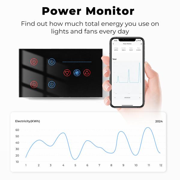 Quality Tuya WiFi Ceiling Fan Switch Speed Control Timer Voice Power Monitor Alexa for sale