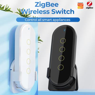 China Tuya ZigBee Smart Home Scene Switch 4 Gang 12 Scene Touch Light Switch Remote Control Smart Life App for sale
