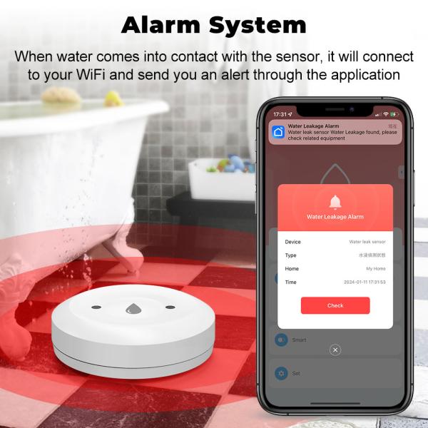 Quality Zigbee Water leakage sensor Linkage Alarm App Water Leak Detector Tuya Zigbee for sale