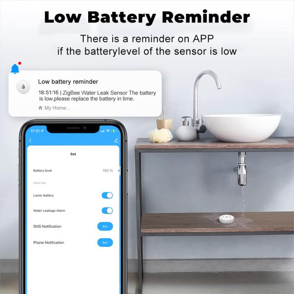 Quality Zigbee Water leakage sensor Linkage Alarm App Water Leak Detector Tuya Zigbee for sale