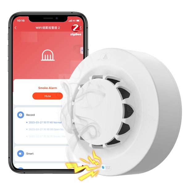 Quality Zigbee Smart Smoke sensor Alarm Tuya90 dB Fire Alarm Home Security System Detector Fire for sale