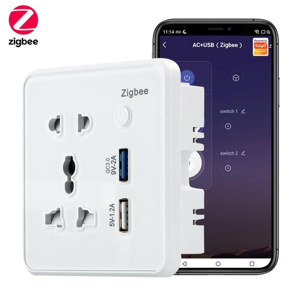 Quality Zigbee Wall Smart Socket Tempered Glass Quick Fast Charger 3.0 Usb Charging Timing Google Home Alexa TuyaUS EU UK Plug for sale