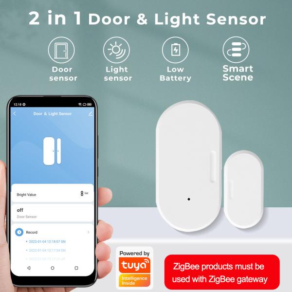 Quality Tuya Smart zigbee Door Sensor+Light Sensor Illuminance Brightness Detector for sale