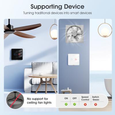 China Tuya Smart WiFi RF433 Timer Switch for Fan and Pendant Light No Neutral Wire Needed, Voice Control Wall Switch for sale