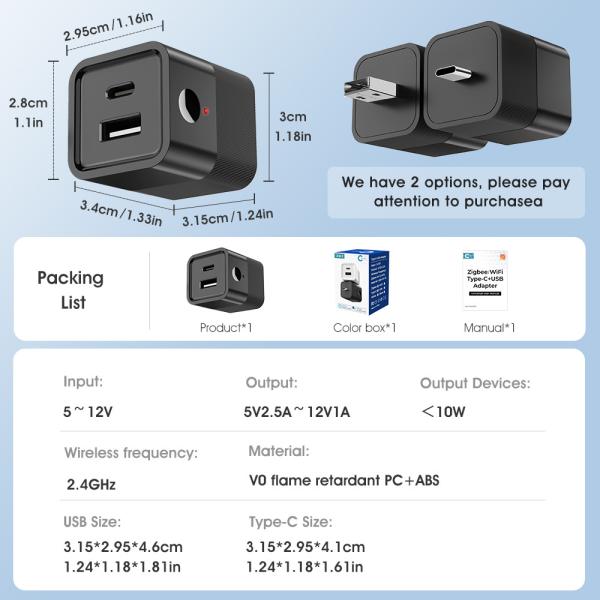 Quality Tuya Smart WiFi Mini Portable Power Adapter – 5V Micro USB & Type-C Charger Plug for sale