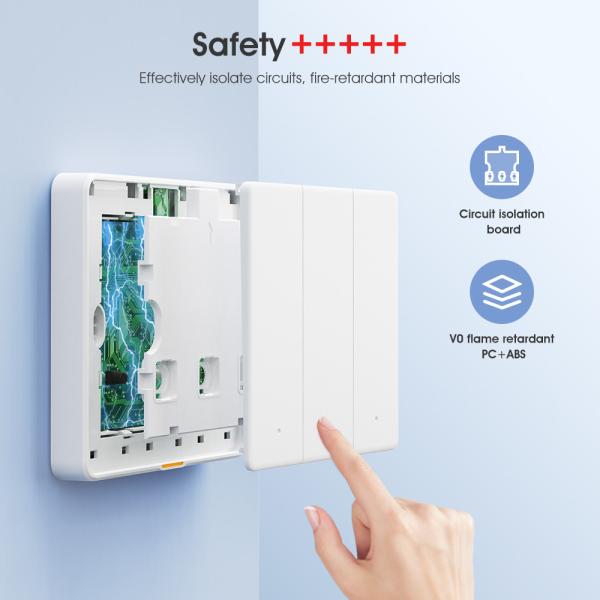 Quality Tuya WIFI RF433 Smart Wall Light Button Push Switch 110-250v No Neutral Wire for sale