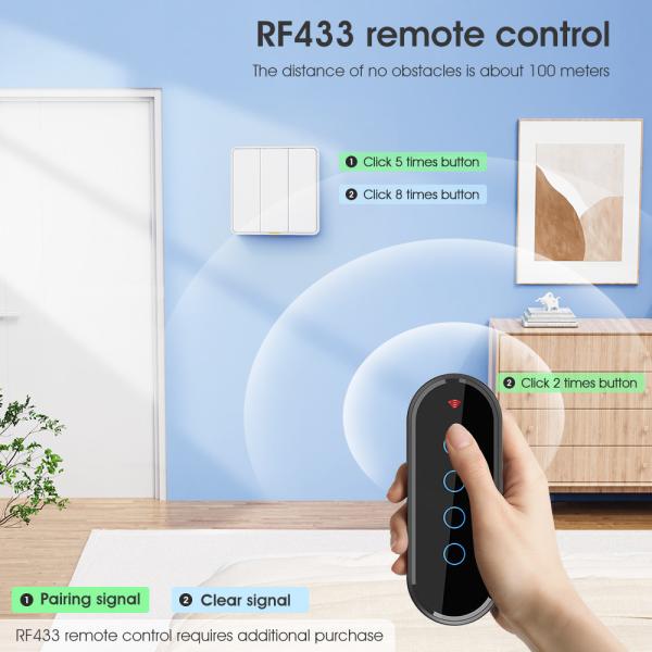 Quality Tuya WIFI RF433 Smart Wall Light Button Push Switch 110-250v No Neutral Wire for sale