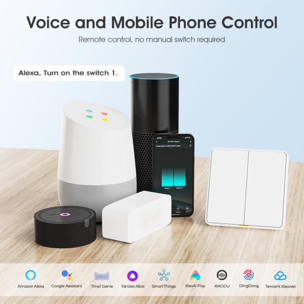 Quality Tuya WIFI RF433 Smart Wall Light Button Push Switch 110-250v No Neutral Wire for sale