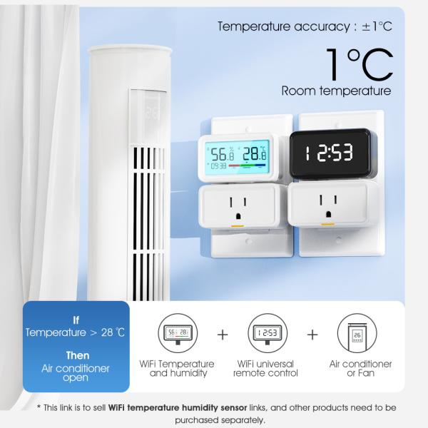 Quality WiFi Indoor Hygrometer & Thermometer Sensor with Backlight, Remote App Control, for sale