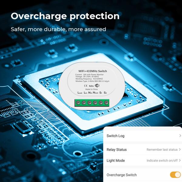 Quality SMATRUL 16A Smart Power Monitor Breaker Tuya WiFi & RF433 Wireless Switch Mini 2 for sale
