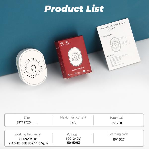 Quality SMATRUL 16A Smart Power Monitor Breaker Tuya WiFi & RF433 Wireless Switch Mini 2 for sale