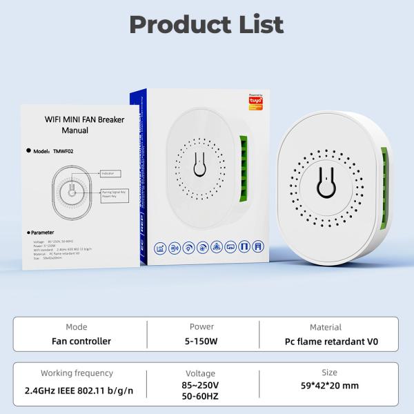 Quality SMATRUL Tuya WiFi Smart Fan Speed Regulation DIY Mini Switch Module Remote for sale