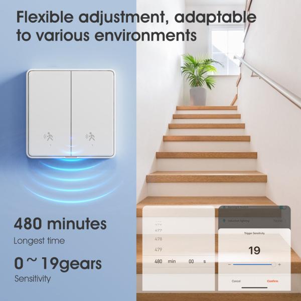 Tuya ZigBee Radar Bewegingssensor Schakelaar Sensing Geen Neutrale Smart Home EU Muurlampknop Uit Geen condensator Timing App