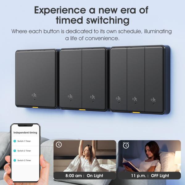 Tuya ZigBee Radar Bewegingssensor Schakelaar Sensing Geen Neutrale Smart Home EU Muurlampknop Uit Geen condensator Timing App