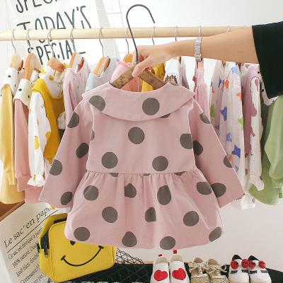 China Polca Dot Pattern do revestimento da roupa das crianças cor-de-rosa da mola da lapela 110CM à venda