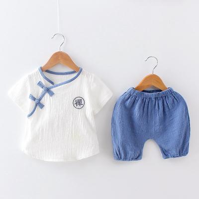 Cina il vestito in due pezzi del nuovo bambino di 100cm ha messo camicia bianca della manica di stile cinese la breve in vendita