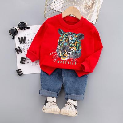 China 43.3in van kinderen 110cm de Lente en van Autumn Tiger Print Suit Two Piece Geplaatste Broek Te koop