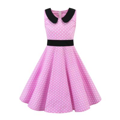 Cina Le ragazze mostrano l'abbigliamento dei bambini dell'estate di Dot Flower Doll Collar Retro di Polka della gonna in vendita
