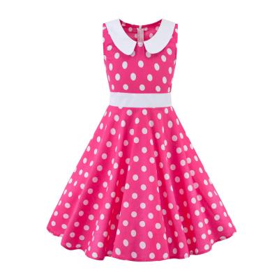 Cina Le ragazze mostrano l'abbigliamento dei bambini dell'estate di Dot Flower Doll Collar Retro di Polka della gonna in vendita