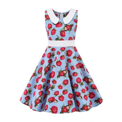 Cina Le ragazze mostrano l'abbigliamento dei bambini dell'estate di Dot Flower Doll Collar Retro di Polka della gonna in vendita
