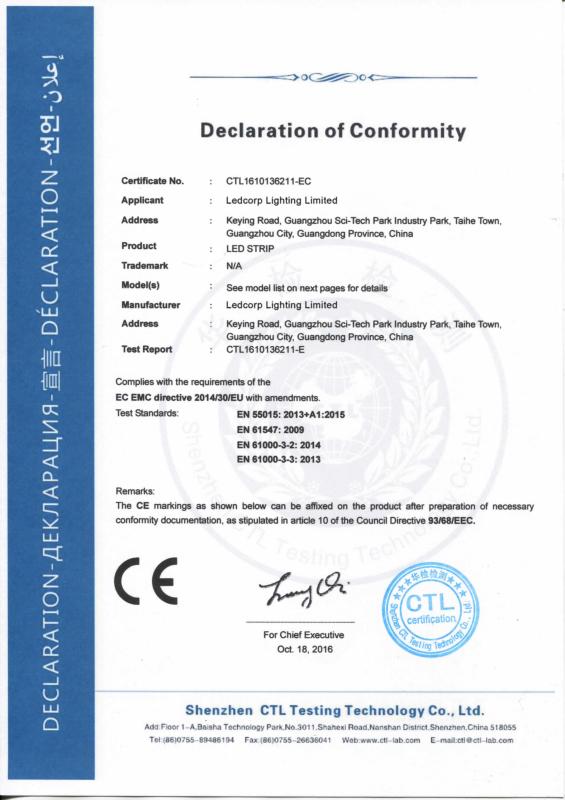 CE EMC - LEDCORP LIGHTING LIMITED