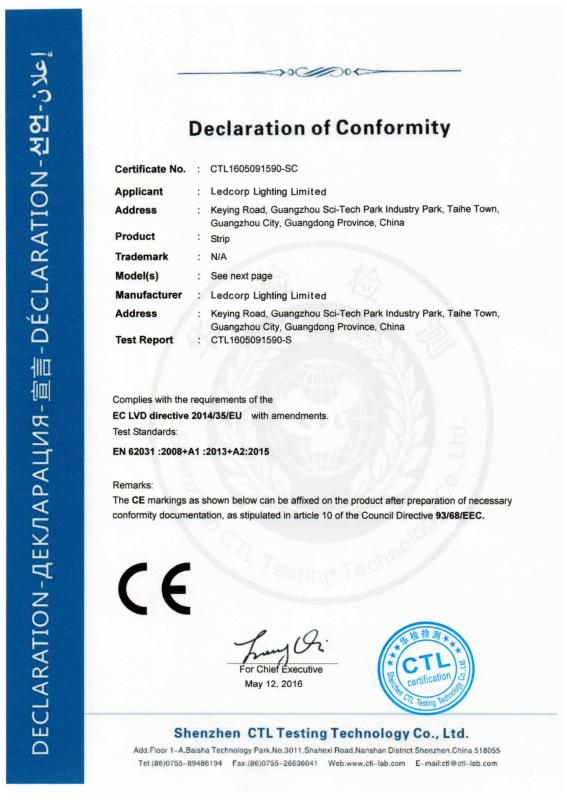 CE LVD - LEDCORP LIGHTING LIMITED