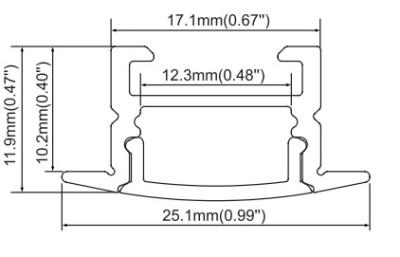 Cina Cabinet Lighting Series Aluminum profile for furniture 25x12mm (0.99