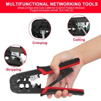 China Red Multipurpose Ethernet Wire Crimper Cutter Ergonomic Design for sale