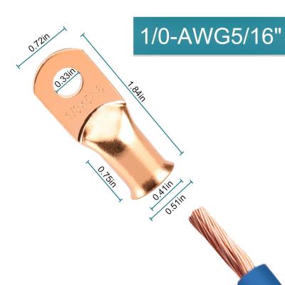 China Feuchtigkeitsfeste Batterie Ring Terminal, 5/16 kupferne 0 Messgerät-Draht-Verbindungsstücke 8pcs zu verkaufen