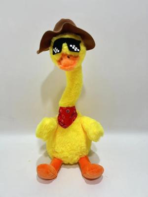 China Recording Repeating Dancing Singing Yellow Duck Plush Toy with Hat Te koop