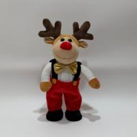 China Singing Dancing Christmas Santa Deer Plush Toy 30cm PP Cotton Filled for sale