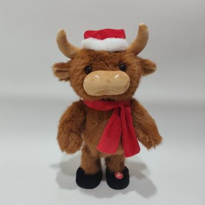China Singing & Dancing Christmas Highland Cow Plush Toy for sale