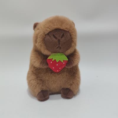 China Interactive Feeding Capybara Plush Toy with Strawberry & Sound Effect for sale