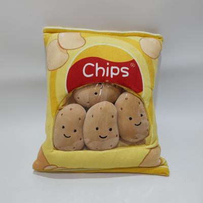 China Cute PVC Potato Chip Pillow with Adorable Potato Design Soft Plush Cushion for sale
