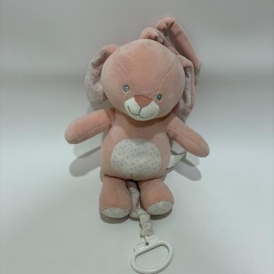 China Plush Pink Rabbit Infant Music Box Soft Baby Soothing Musical Toy for sale