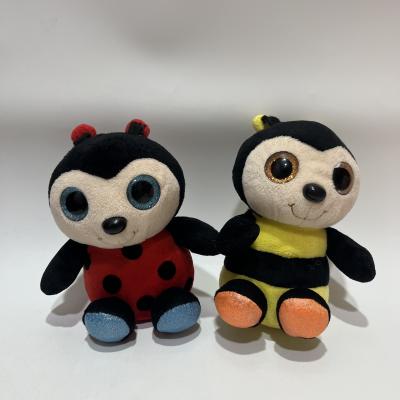 China Sparkling Eyes Ladybug and Bee Plush Toy Red Yellow Options Cute Insect Doll Cognitive Toy for Kids for sale