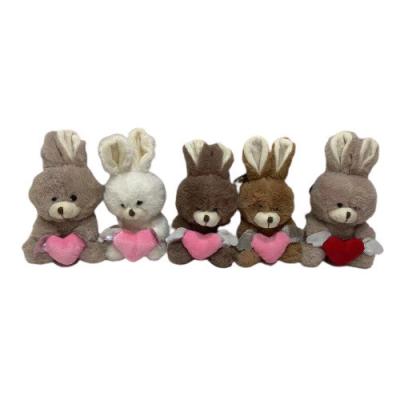 China 15 Cm 5 CLRS Cute Plush Rabbit With Heart Toys Adorable Valentine'S Day Gifts for sale