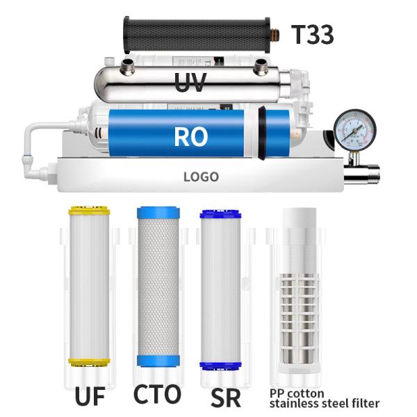 Quality 304 Stainless Steel UV Water Purifier 600G RO Reverse Osmosis Drinking System for sale