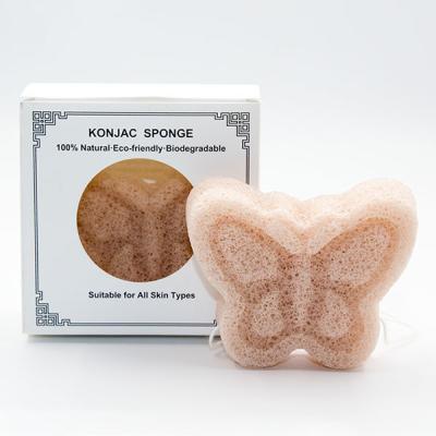 Cina Facial Cleaning Organic Natural Konjac Baby Bath Sponge Butterfly Oval Shaped in vendita