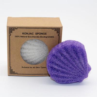 Китай Purple Vegetable Fiber Shell Shaped Sponge 100% Pure Natural Konnyaku Sponge продается