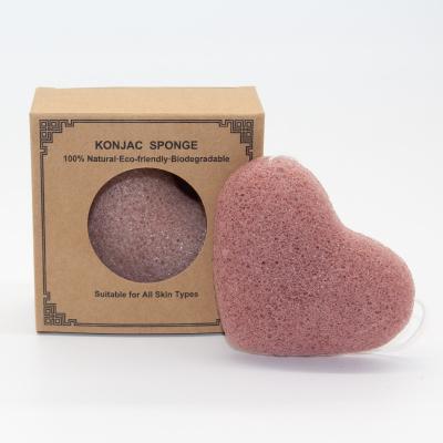 Cina il cuore di 8*8*5cm ha modellato la spugna Konjac naturale di 100% per il lavaggio del corpo in vendita