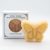 China Various Colors Butterfly Bath Sponge Face Body Konjac Sponge Biodegradable for sale