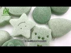 Heart Shaped Green Tea Konjac Sponge Balance PH Face Sponge For Foundation