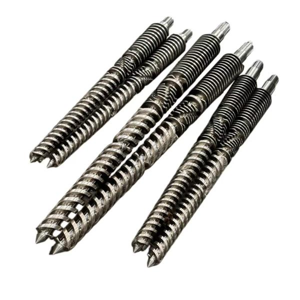 Quality Conical Double Screw And Barrel For Extruder WPC Screws And Barrels Smooth Grooved Or Shunt Type for sale